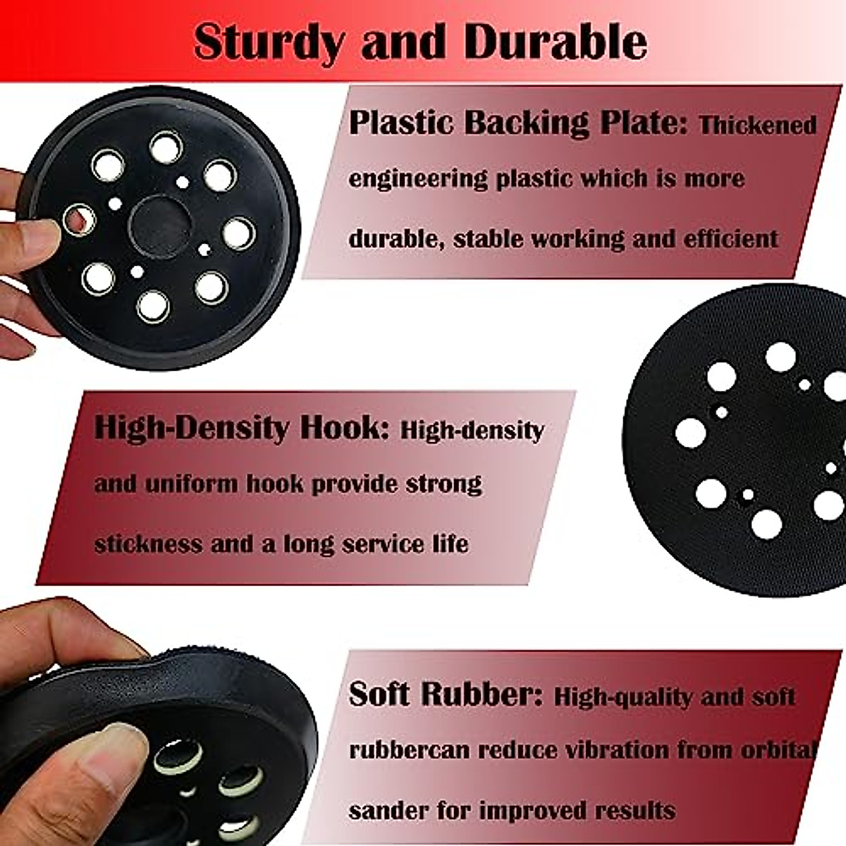 5" Universal Replacement Sander Pad for Ryobi RS290, RS240, RS280, Milwaukee 6021-21, 6034-21, Craftsman 315112170, 315116940 ROS Sander - 5 Inch 8 Hole Hook and Loop Sanding Pad