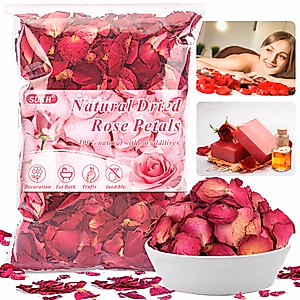 Sukh 3oz Dried Rose Petals - Dry Rose Petals Real Rose Petals Dried Organic for Rose Bath Spa Rose Quartz Candle Soap Making Wedding Confetti Resin Jewelry DIY Crafts Accessories