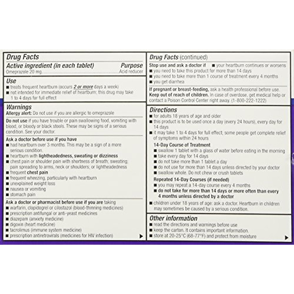 Equate Omeprazole 20 Milligram, Acid Reducer, Delayed Release, 42 Tablets