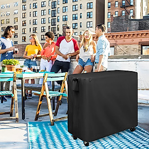 Kingling Cooler Cart Cover Fits 65-80 Quqrt Cooler Cart, Waterproof Patio Party Rolling Ice Chest with Wheels Outdoor Cooler Cart Cover Black - 32''L x18''W x32''H