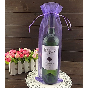 NUOMI 20 Pack Wine Organza Bags Drawstring Gift Wrapping Packages Wedding Party Favors Long Pouches Home Decor Supplies, Purple