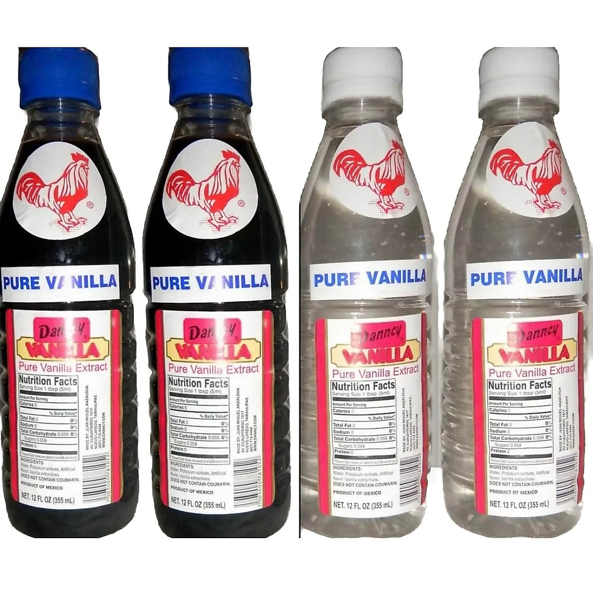 4 X Mixed Danncy Pure Mexican Vanilla Extract From Mexico 12oz Each 4 Plastic Bottle Lot Sealed by Danncy