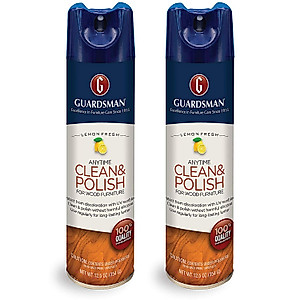Guardsman Clean & Polish For Wood Furniture - Lemon Fresh - 12.5 oz - Silicone Free, UV Protection - 2 Pack