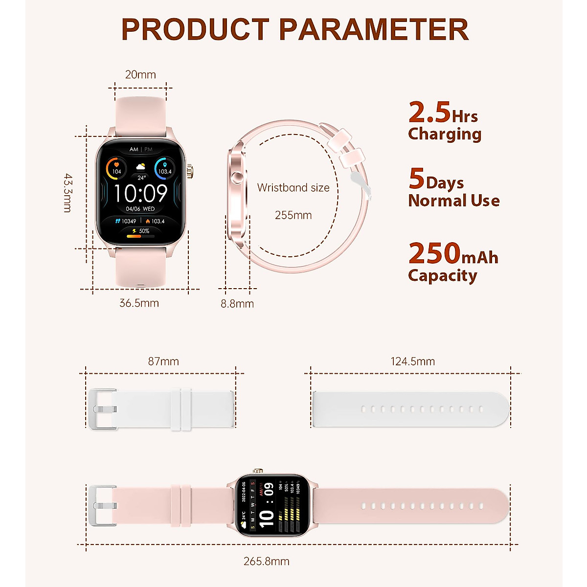 Smart Watch for Women (Answer/Make Call), 1.85" Fitness Tracker with Heart Rate Sleep SpO2 Monitor Pedometer 20 Sport Modes Voice, Waterproof Activity Trackers Smartwatches for iPhone Android Phones