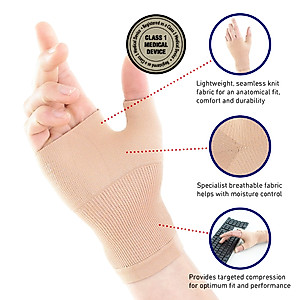 Neo-G Wrist and Thumb Support for Arthritis, Joint Pain, Tendonitis, Sprain - Wrist Brace Wrist Compression Hand Support - S - Beige