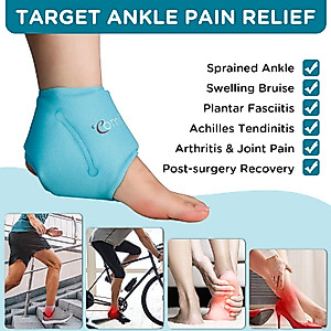 Comfytemp Ankle Ice Pack Wrap for Swelling, Plantar Fasciitis, Foot Pain Relief, FSA HSA Eligible, Gel Packs for Injuries Reusable, Hot Cold Compression for Achilles Tendonitis, Sprain Ankles, 2 Packs