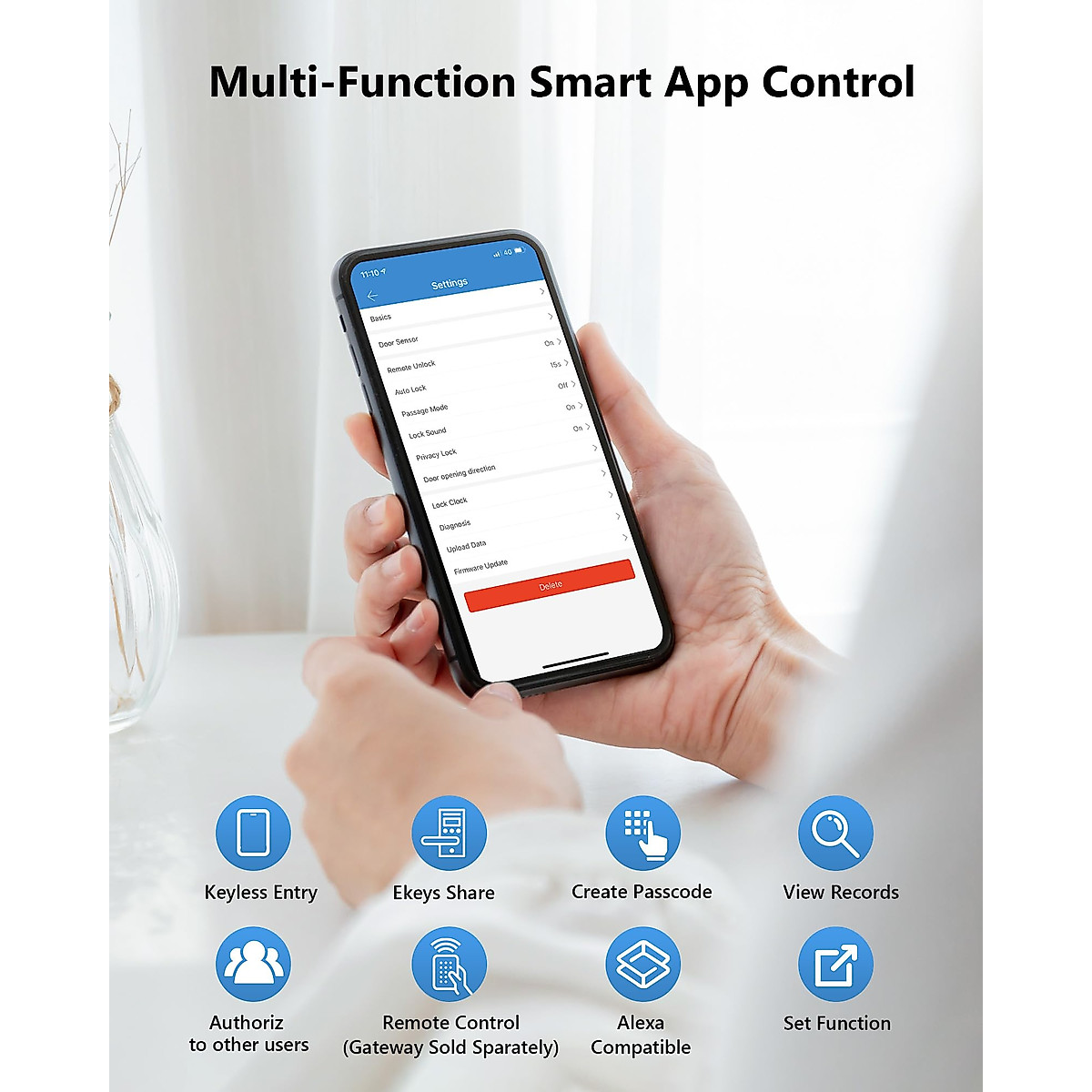 Zowill Smart Lock - Keyless Entry Door Lock with APP Control, Touchscreen Keypad Electronic Digital Lock, Auto-Lock, Easy Installation, Smart Deadbolt Lock for Front Door - Matte Black
