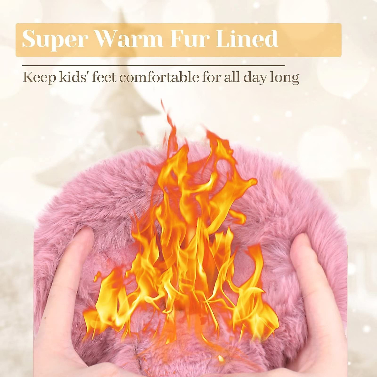 FANTURE Toddler Snow Boots for Girls Boys Winter Warm Fur Lined Kids Non Slip Outdoor Shoes (Toddler/Little Kid) U421ELTX04-Pink-21