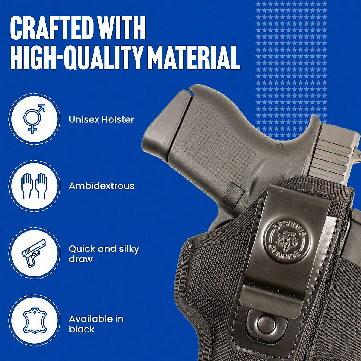 DeSantis Pro Stealth, Inside The Waistband Gun Holster, Padded Ballistic Nylon, Handcrafted Concealed Carry Holster, GLOCK 17, GLOCK 19, FN 509, S&W M&P 9/40 4.25”, and More, Ambidextrous, Black