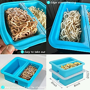 2pack Silicone Freezer Tray for Soup Cube Silicone Freezing Tray with Lid,Large Ice Cube Tray freezer Food Molds,Store Soup,Sauce,Leftovers - Makes Perfect cube storage Silicone Molds ice(2 CUP/2Pack)