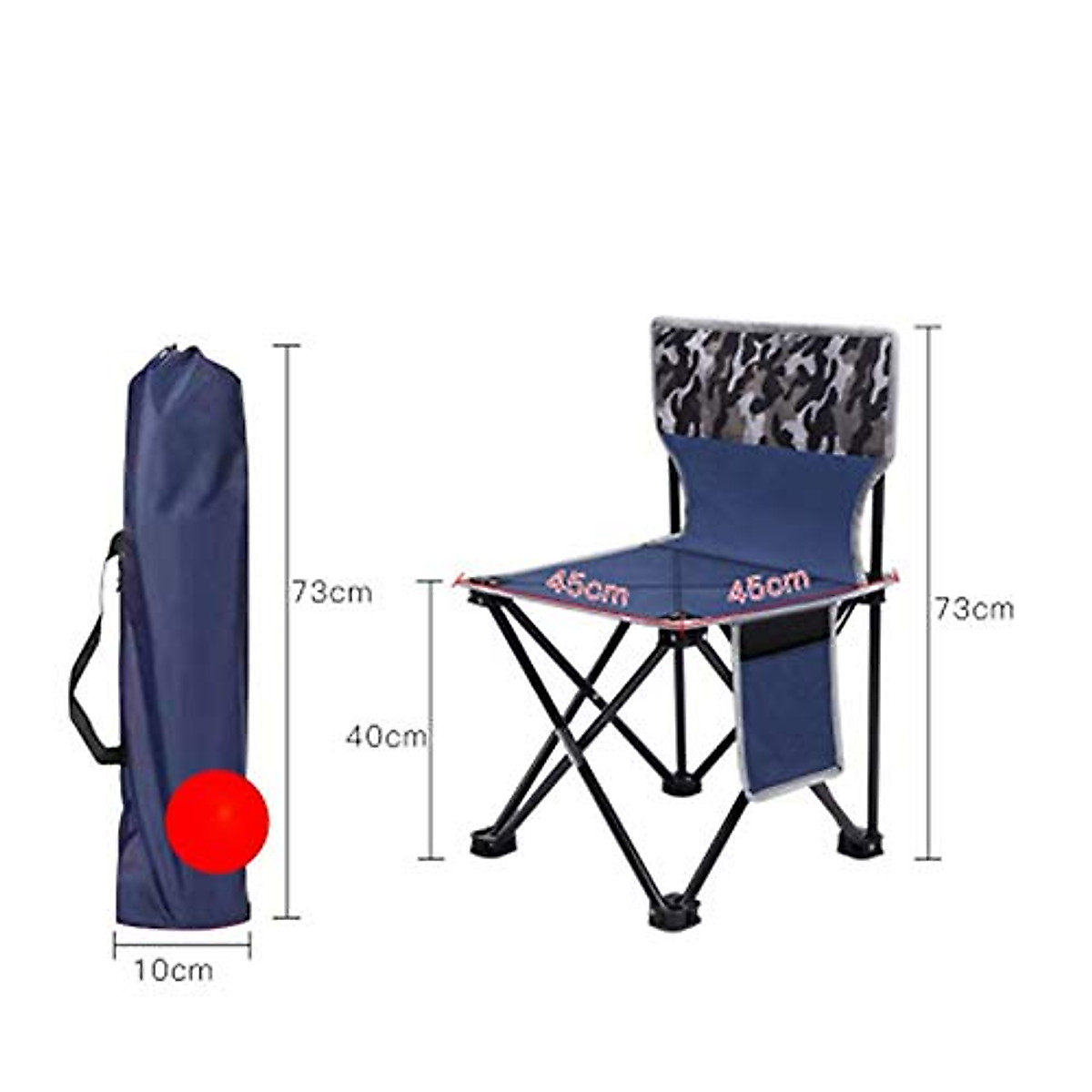 TRENTSNOOK Exquisite Camping Stool Portable Fishing Chair Lightweight Outdoor Camping BBQ Chairs Folding Extended Hiking Garden Ultralight Picnic Seat (Color : Camo Blue XL)