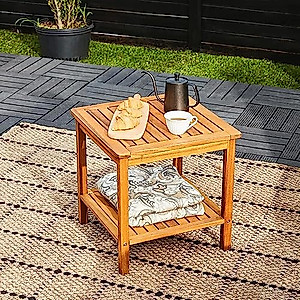 cucunu Outdoor Side Table 18x18 for Patio & Garden with Extra Storage - Small Adirondack Square Table Wooden End Table, Porch Tables
