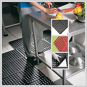 smabee Anti-Fatigue Non-Slip Interlocking Rubber Floor Mat Heavy Duty Commercial Interlock Mats for Indoor Restaurant Kitchen Bar Bathroom 36" x 36" (Black)