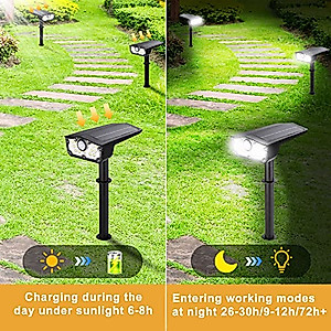 Solar Spot Lights Outdoor Motion Sensor, Bright LED Motion Sensor Outdoor Lights, IP68 Waterpoof Solar Landscape lights, 3 Lighting Mode 2-in-1 Garden Lights for Yard Driveway Walkway Wall(2 Pack)