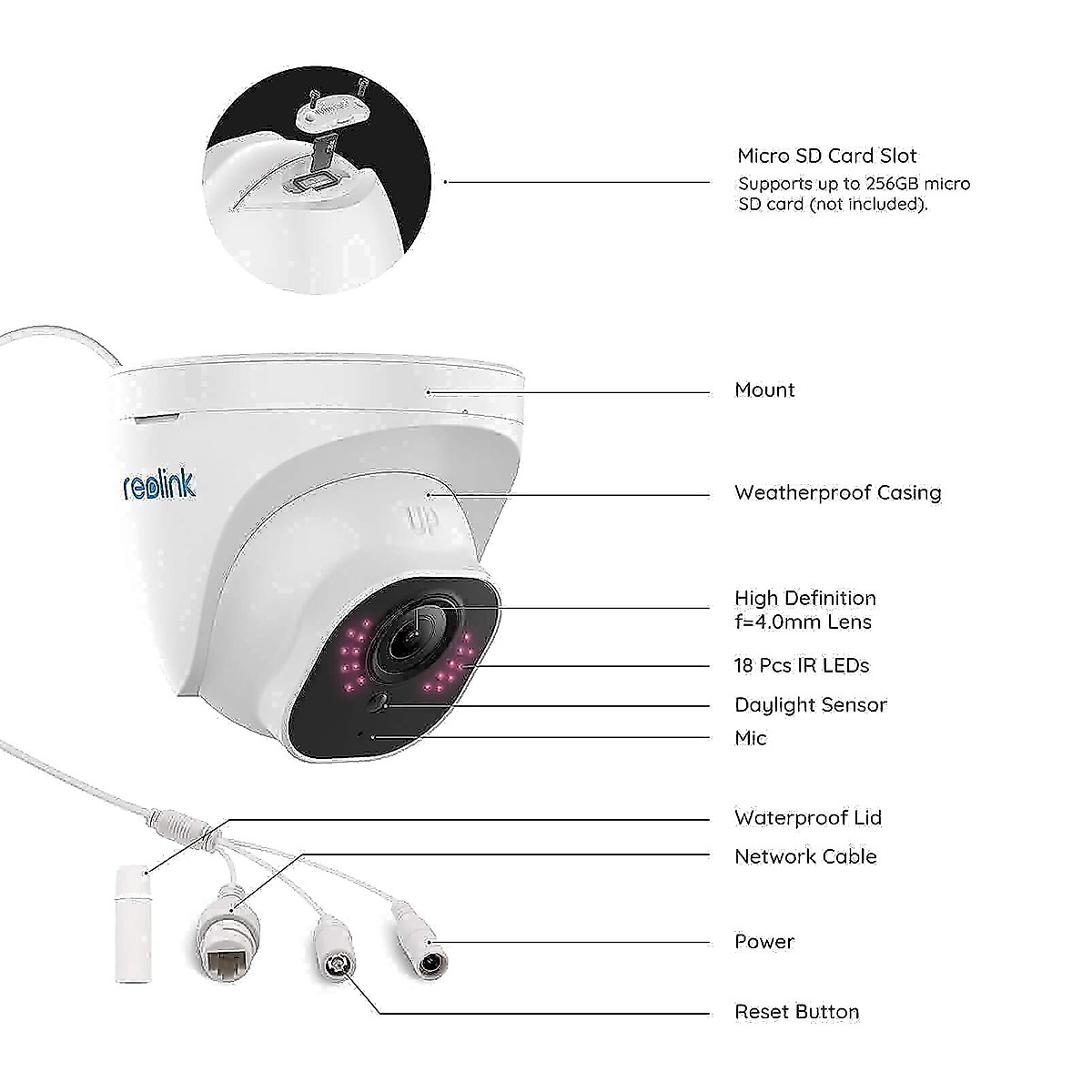 REOLINK 4K PoE Outdoor Security Camera, 3X Optical Zoom, Human/Vehicle Detection, Smart Alerts and Playback,Time Lapse,Work with Google Assistant, 24/7 Audio Recording, RLC-820A Bundle with RLC-822A