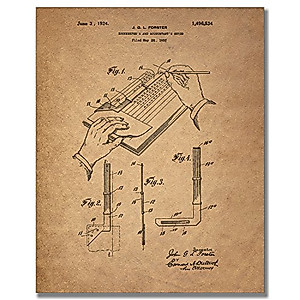 Accountant Patent Print - Set Of 4 Office Decor Photos - Bookkeeper Ledger