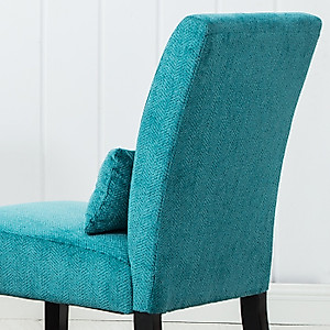 Roundhill Furniture Pisano Teal Blue Fabric Armless Contemporary Accent Chair with Kidney Pillow