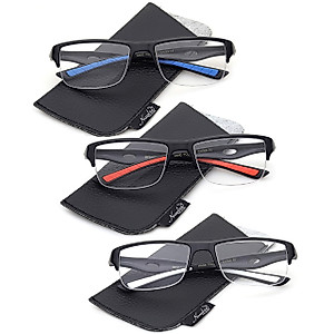 3 Packs Mens Reading Glasses Sporty Half Frame Reading Glasses for Men Half Rim Reading Glasses 2.50