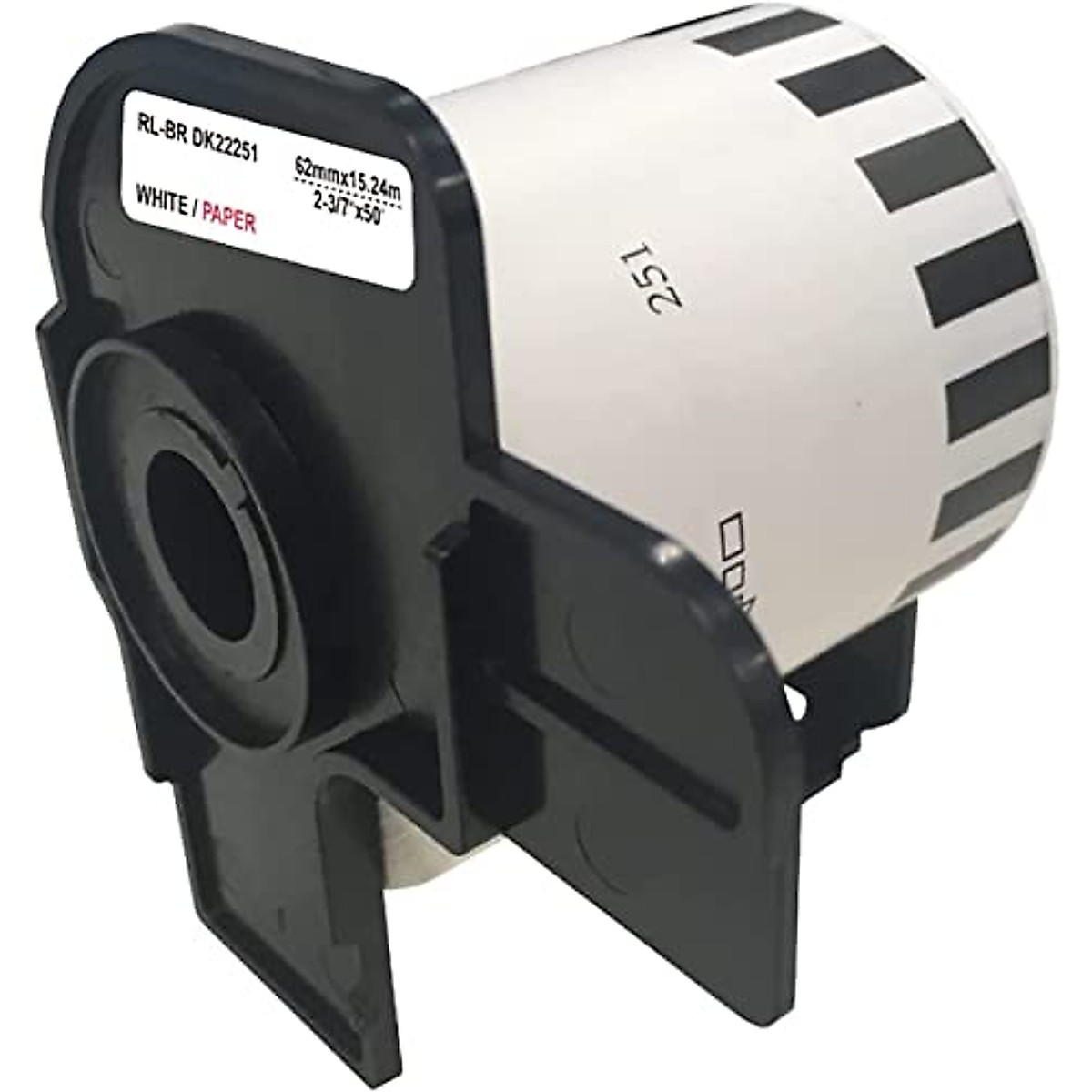 Compatible Brother DK 2251 Thermal Label for Brother Printer QL-820NWB QL 810W QL800-2.4" x 50' Black/Red on White Continuous Feed Labels 1 Roll + 1 Refillable Cartridge