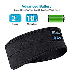 QXTEI Bluetooth 5.0 Wireless Headphones | Adjustable with Ultra-Thin Speakers | Helps with Calm Sleep | Use it During Yoga, Long Flights, Jog, Walk Washable Mesh Fabric (Black)