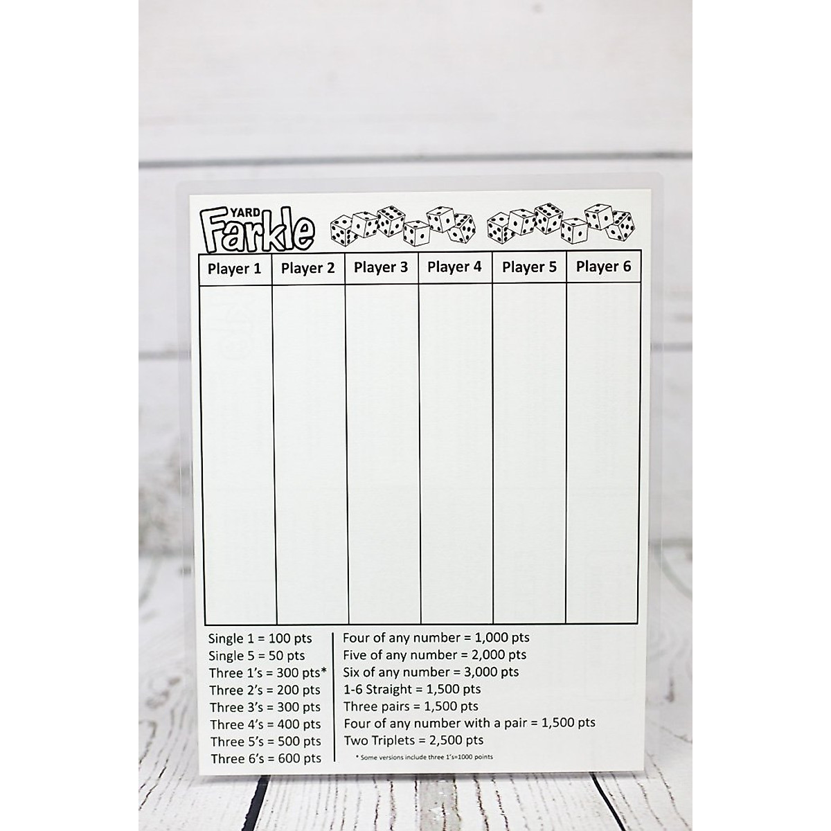 3 Yard Farkle Score Cards. Laminated Score Cards with Rules on The Back, Yarkle, Yard Games, Outdoor Games, Outdoor Events. Reusable Score Cards. Size- 8.5" x 11"