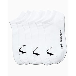 Calvin Klein Women’s Socks – Cushion No Show Socks (6 Pack), Size 4-10, White Monogram
