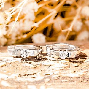 Octa Pearl 1/4 cttw Moissanite Handmade Huggie Hoop Earrings for Women in 925 Sterling Silver