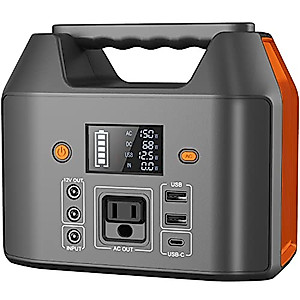 EnginStar150W Small Solar Generator with 40W Solar Panel and Carry Bag, 6 Outputs 42000mAh Portable Charger Power Bank for Outdoor Home Emergency