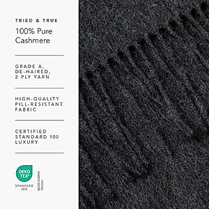 Fishers Finery Men's 100% Pure Cashmere Scarf, Warm Comfortable (Charcoal)