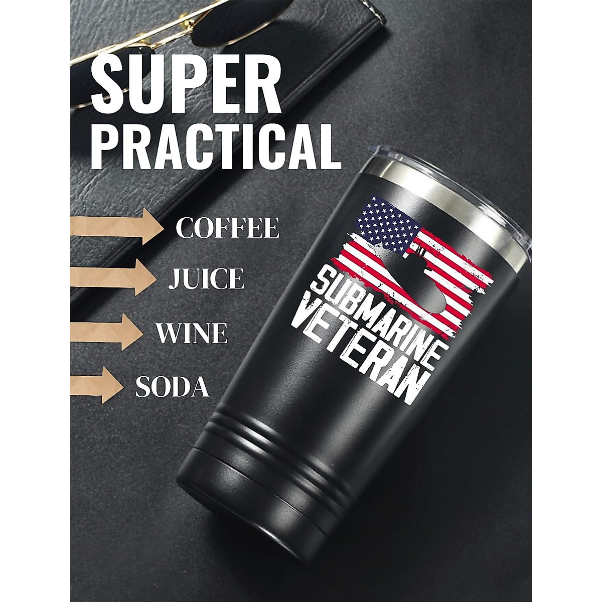 Onebttl Submarine Gifts for Veteran, Insulated Stainless Steel Wine Tumbler with Lid and Straw, Vintage gifts for Submarine Veteran on Birthday, Christmas, 20 oz, Just a Boy Who Loves Titanic