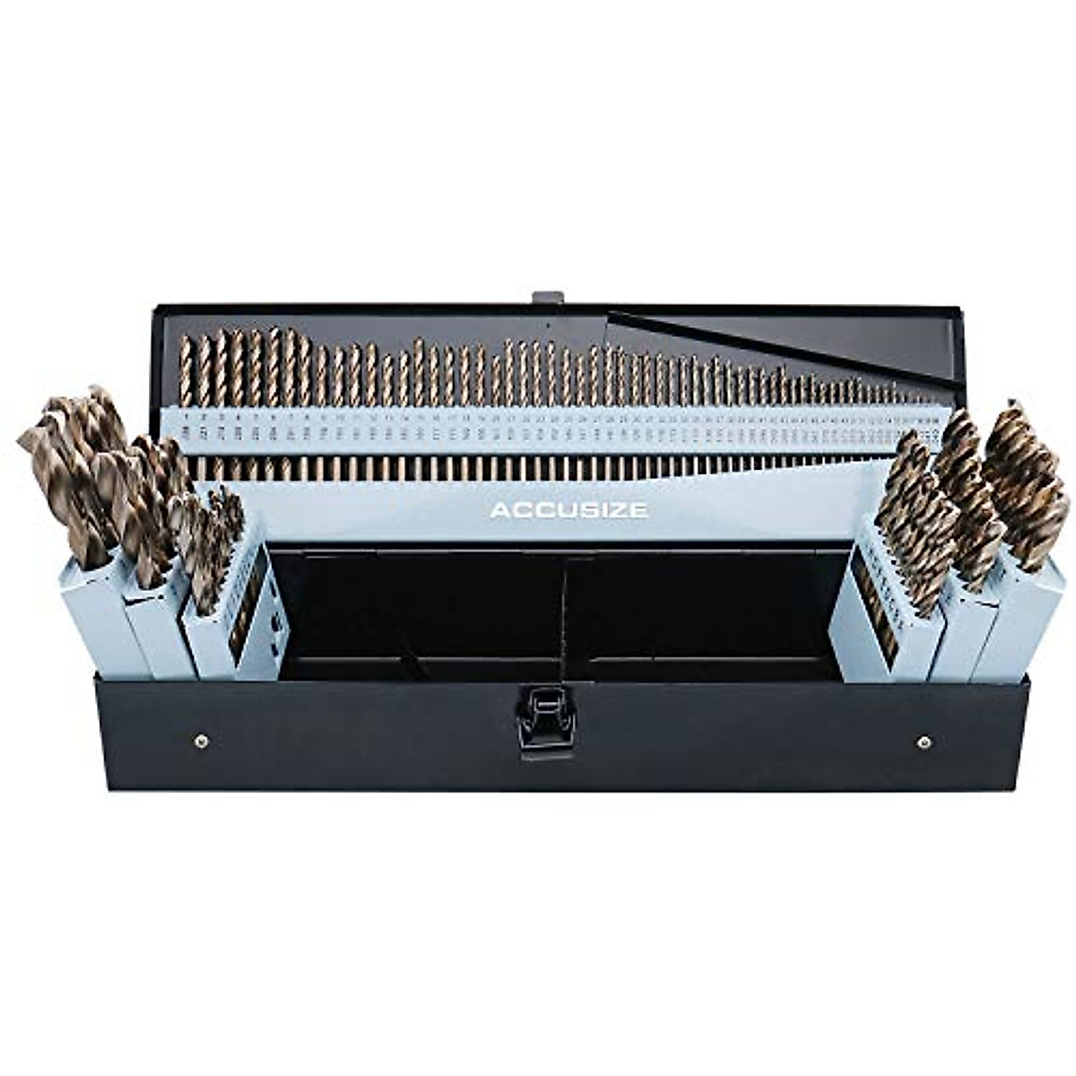 Accusize Industrial Tools M35-H.S.S. Plus 5% Cobalt 115 Pc Professional Drill Bit Set, 135 Deg Split Point, 3-in-1, 1/16-1/2'', Number 1 to 60, A to Z