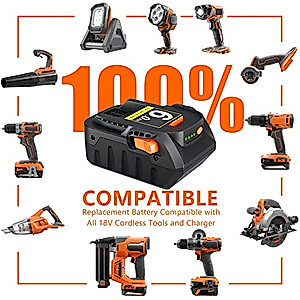 [Upgraded] 6.0Ah 18V Replacement Battery Compatible with RIDGID 18V Drill Battery R840085 R840086 R840087 R840083 R840084 AC840087P AC840086 AC840085 Power Tool Replacement Battery for RIDGID (2Pack)