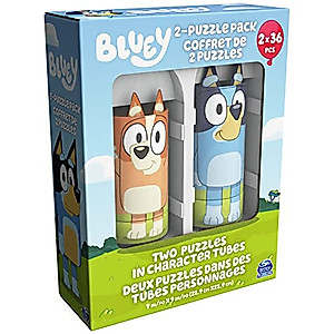 Bluey, 36 Piece Jigsaw Puzzle Two Pack Toy Gift Set with Easy to Store Tube Packaging, for Kids Aged 3 and up