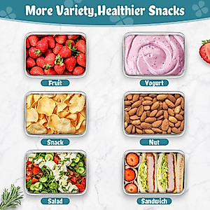 Oyrlize 4Pack Stainless Steel Snack Containers (18oz/1.6oz)- Snackbox Reusable Small Lunch box Leakproof Stainless Steel Food Storage Container Metal Mini Bento Box with Dip Containers