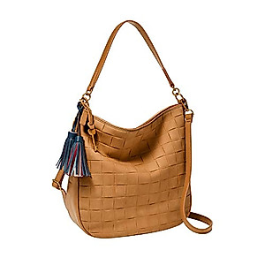 Fossil Women's Jolie Leather Hobo Purse Handbag, Tan