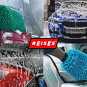 Reises Car Wash Mitt 2 Pack – Car Wash Sponge - Microfiber Wash Mitts for Car Washing - Scratch Free, Highly Absorbent Wash Mitt - Extra Large (Black)
