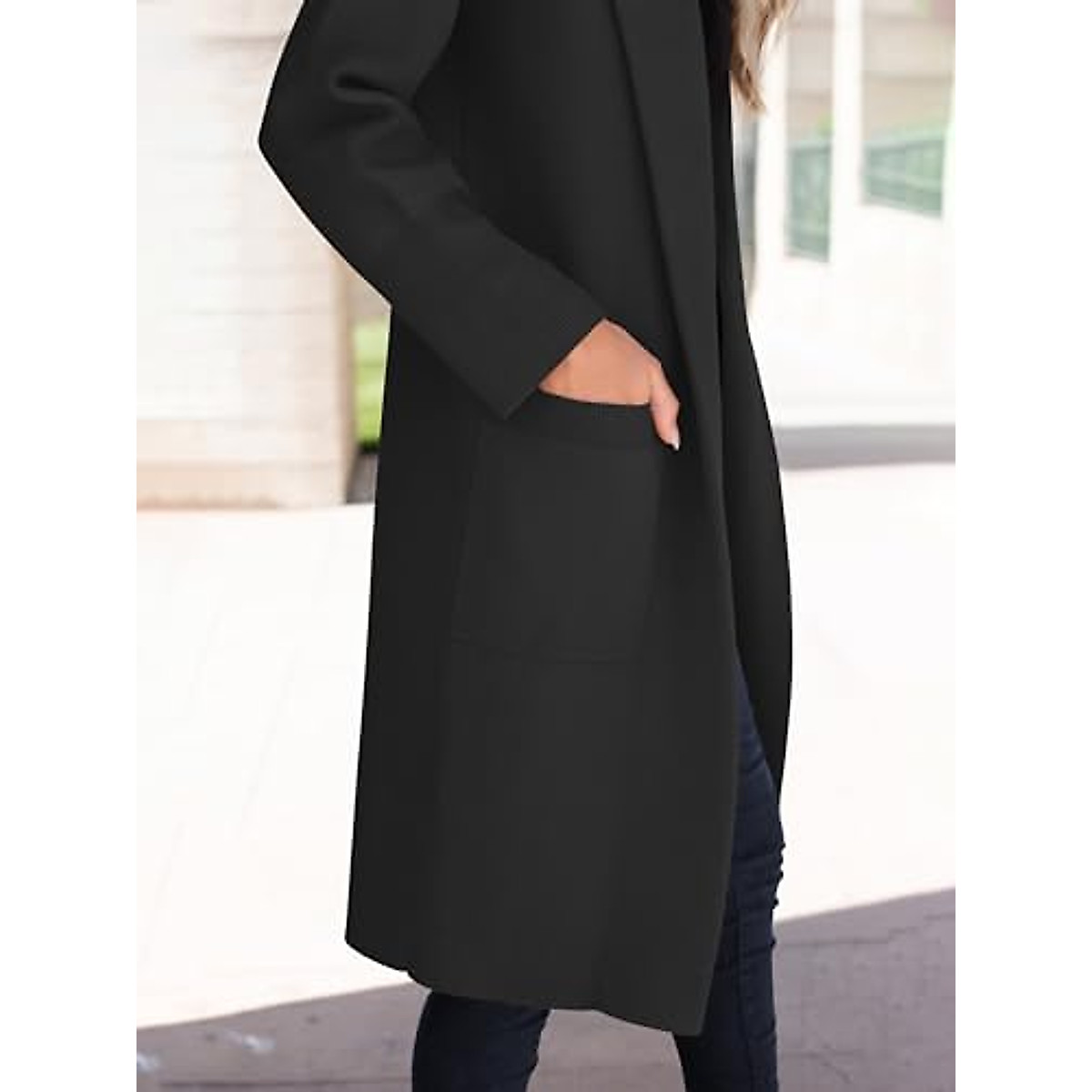 ANRABESS Women Cardigan Sweater Jackets Open Front Thick Knit Oversized Blazer Coatigan 2025 Fall Winter Long Coats Outwear Black Large