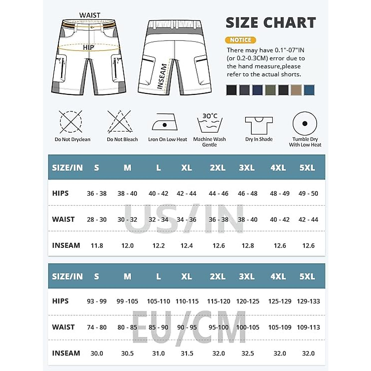 Hiauspor Men's Hiking Cargo Shorts Lightweight Quick Dry Stretch Casual Shorts for Golf Fishing Tactical Outdoor Bike Shorts (Khaki, X-Large)