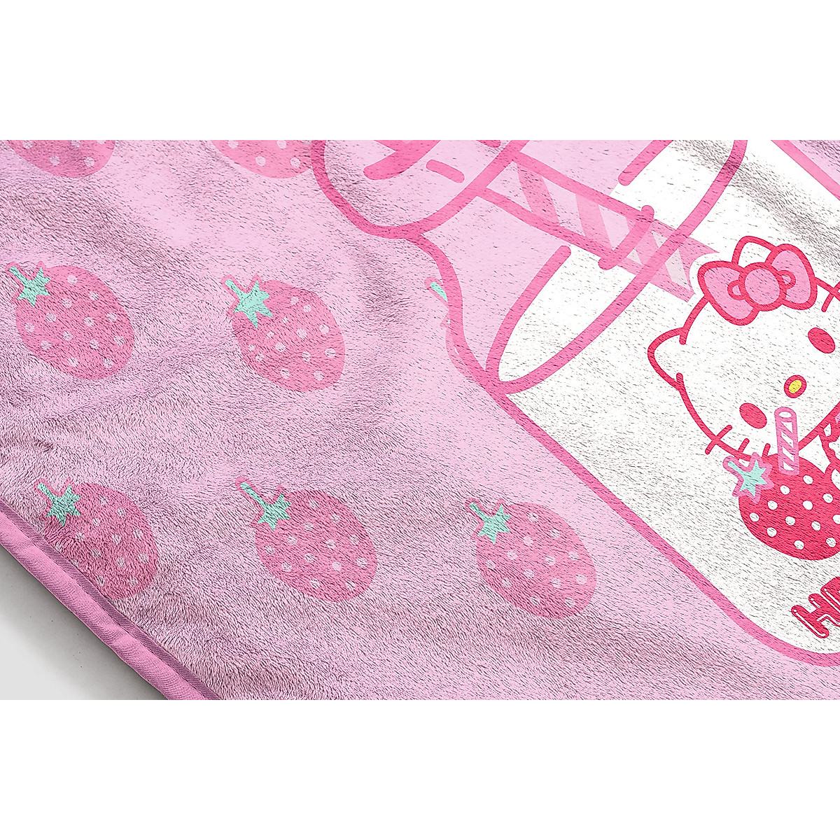 Hello Kitty Strawberry Milk Throw Blanket - Measures 46 x 60 inches, Kids Bedding Features Kitty White - Fade Resistant Super Soft Fleece (Official Hello Kitty Product)