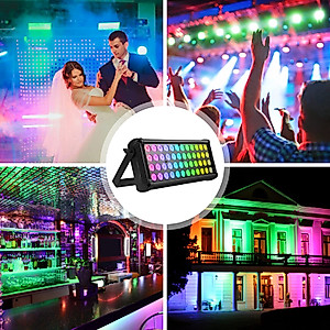 Stage Light Bar Wash Light 80W 48LEDs RGB Dj Lights Bar 2-8-12 DMX Control Auto Play Sound Activated Uplight Bar for Wedding Disco Party Stage Lighting