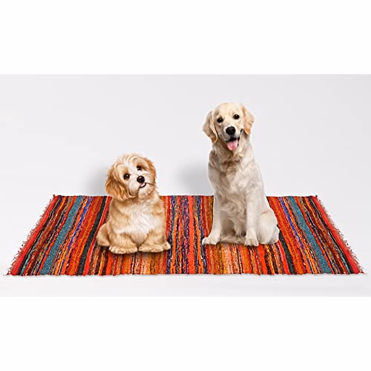 India Artistic Multi Color Chindi Rag Rug 4X6' | Hand Woven Rug & Reversible Rug | Recycled Cotton Chindi Rug for Living Room Kitchen | Rustic Rug | Cotton Rug | Runner Rugs (Red Colour)