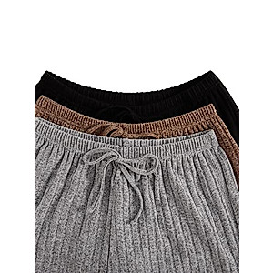 SOLY HUX Womens Pajamas Lounge Set 3 Sets Sleepwear Rib Knit Crop Tank Top and Shorts PJ Summer Outfits Multi S