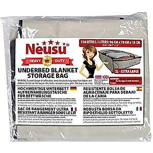 Neusu Underbed Storage Bag for Comforters - Beige, Jumbo XXL, 180 Liters, 49" x 31" x 7"