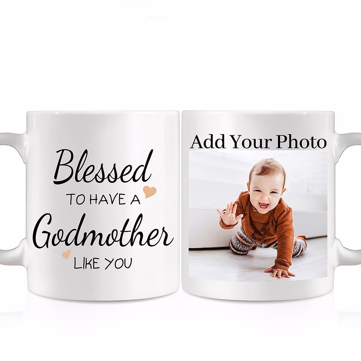 Godmother Gifts from Godchild, Personalized Godmother Mug with Baby Photo Text，Mothers Day Birthday Gifts for Godmom - Custom Godmother Proposal Gift