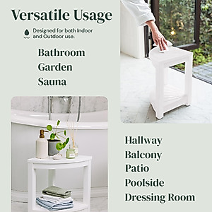 ROHKEX Corner Shower Stool HDPE - Waterproof Shower Bench for Shaving Legs - Easily Assembled Shower Organizer - Shower Seat for Inside Shower (White)