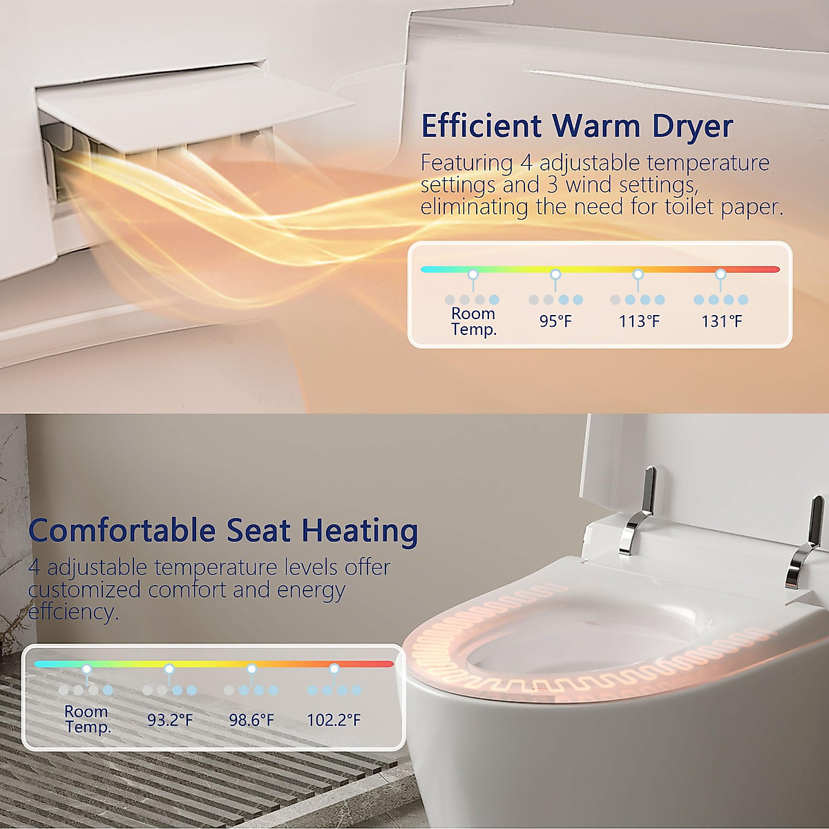 DeerValley Smart Toilet, One Piece Tankless Toilet with Bidet Built in Smart Bidet Toilet with 1.28GPF Auto Flush, Foot Kick, Blackout Flush, Warm Water, Heated Seat, Remote Control