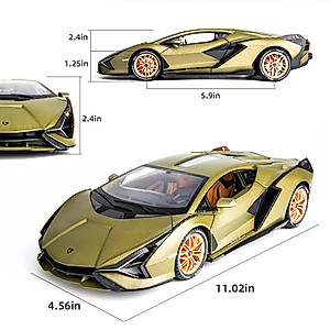 WAKAKAC Compatible for 1/18 Scale Sian Die-cast Model Car with Sound and Light Pull Back Collection Toy Car for Boys Adult(Army Green)