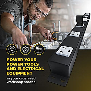 6 Outlets 3 Feet Power Cord 2 Feet Body Opentron OT2063 Heavy Duty Metal Surge Protector Power Strip with Mounting Parts - Free End Caps for Shipping Protection Only Black