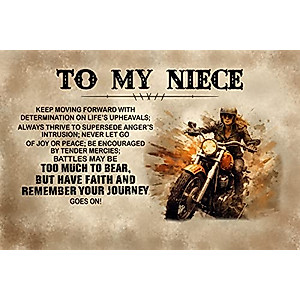 Female Armored Motorcyle Rider: Embrace Joy & Peace & Persevere - Wall Art Decor Poster, Canvas 161761