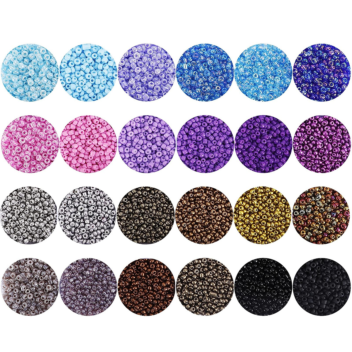 Quefe 44000pcs 2mm Glass Seed Beads for Bracelet Making Kit, 48 Colors Small Beads, Craft Beads Kit for Jewelry Making, with 2 Storage Boxes, Charms, Jump Rings and Clear Elastic String Cord